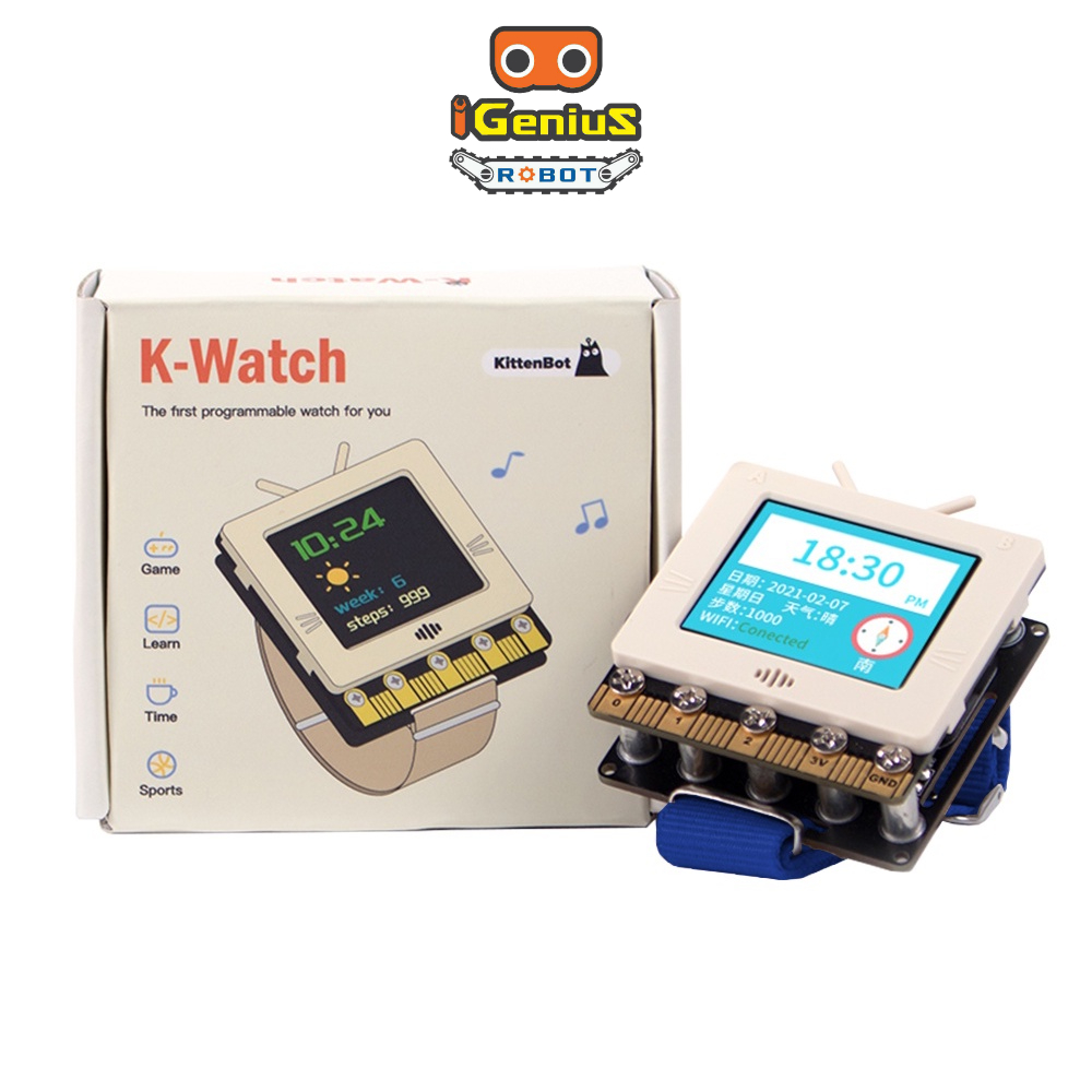 ฟรีของแถม ชุดคิทเขียนโปรแกรมทรงนาฬิกาพร้อม Futureboard หน้าจอสี TFT Kittenbot K-Watch Education ...