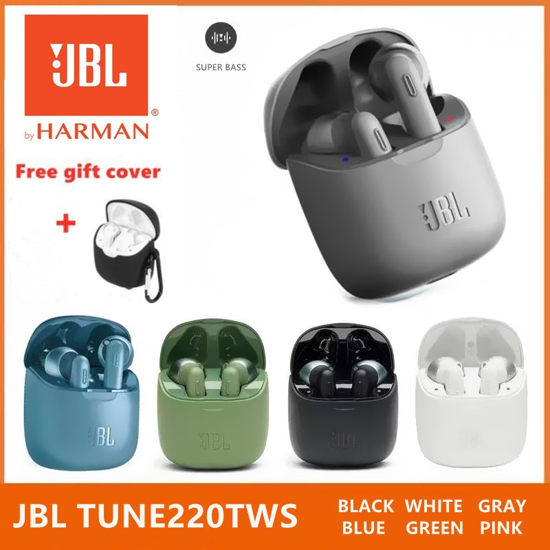 หูฟังบลูทูธไร้สาย JBL TUNE 220 TWS JBL T220 TWS พร้อมไมโครโฟน และฝาครอบ ...