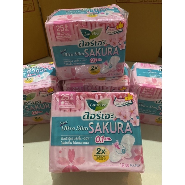 ผ้าอนามัย ลอรีเอะ ซุเปอร์อัลตร้าสลิมซากุระ25cm Laurier Super Ultra Slim ...