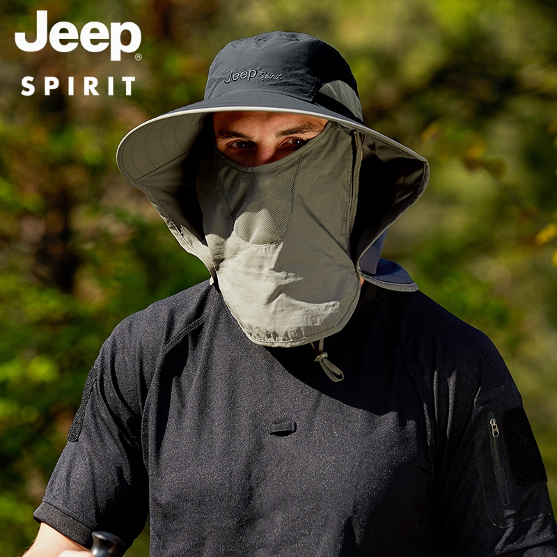 JEEP Sun Hat Men s Face Mask Summer Outdoor Fishing หมวกกันแดดชาวประมง ...