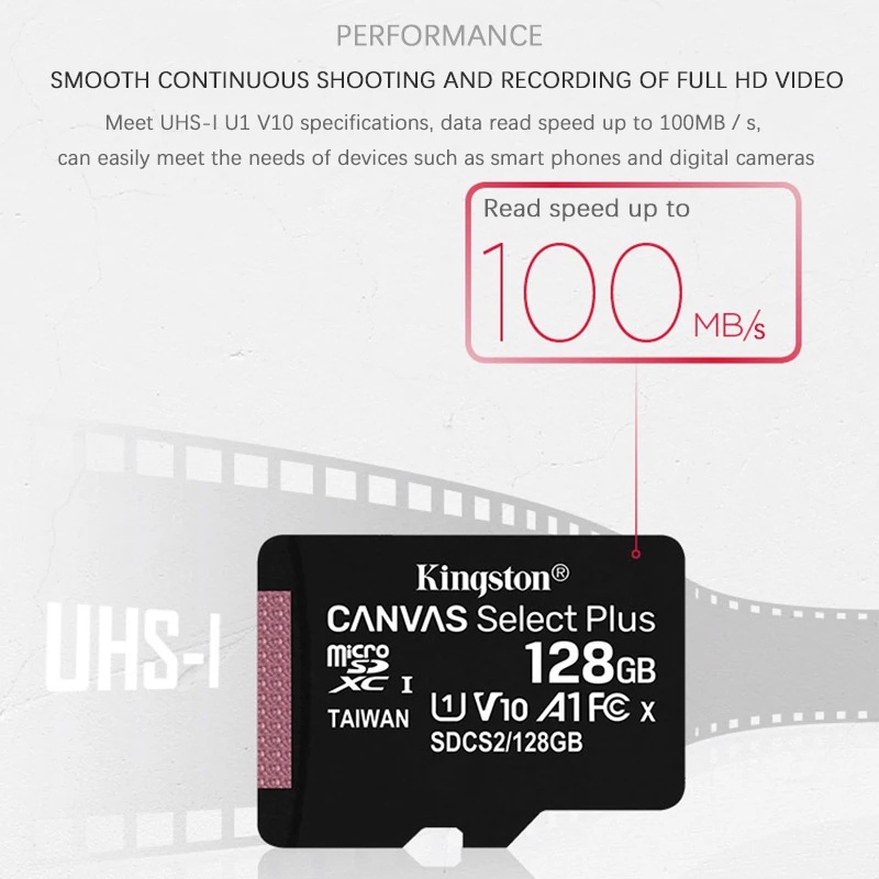 Kingston Canvas Select Plus microSD Card 256GB 128GB 64GB 32GB Class10 TFSD Card UHS-1 for ...