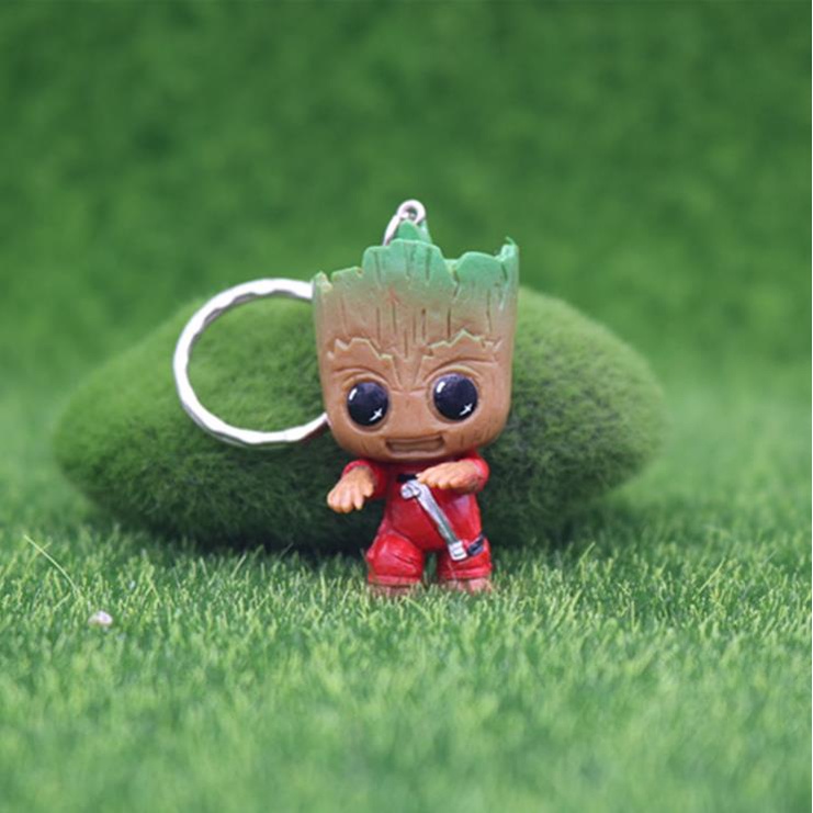 Groot Keychain Bag Car Key Chain Cute Tree Man Pendant Figure Keyring ...