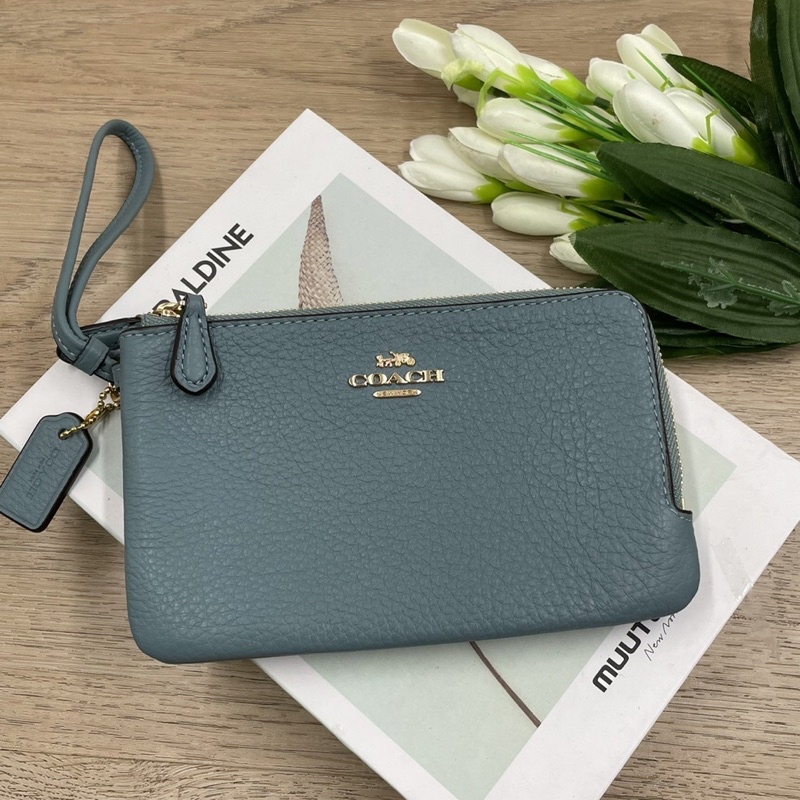 พร้อมส่ง แท้ New Coach คล้องมือ 2 ซิป S DOUBLE CORNER ZIP WRISTLET ...