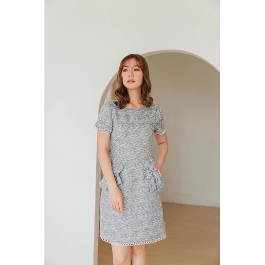 ชุดเดรสร้าน nous us เดรสผ้าทวิส ไซด์m | Shopee Thailand