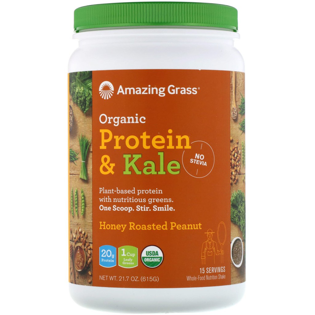 Amazing Grass, Organic Protein & Kale, Plant Based, Honey Roasted ...