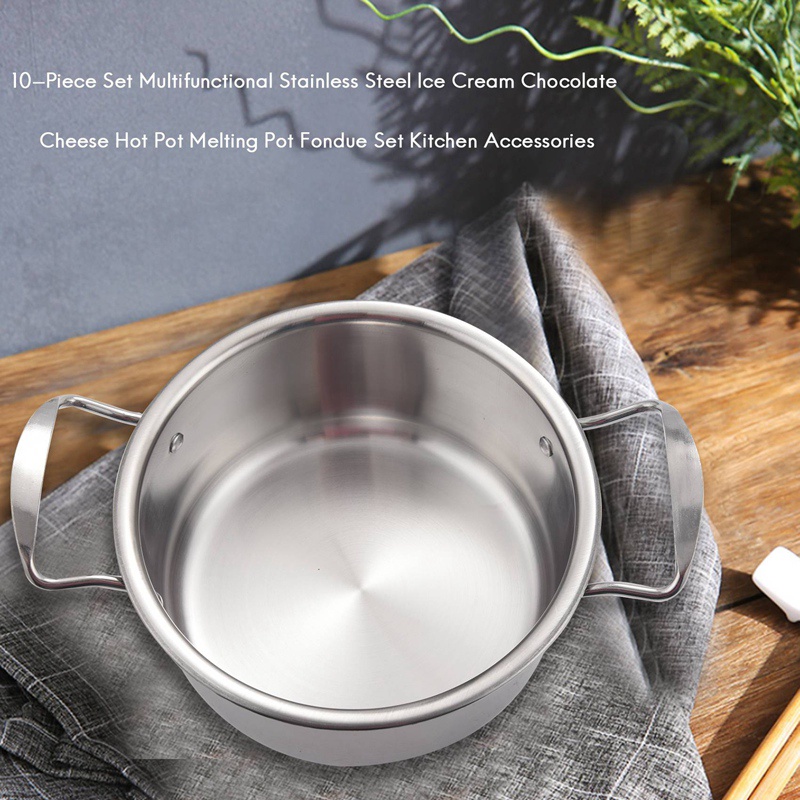 10-Piece Set Multifunctional Stainless Steel Ice Cream Hot Pot Ready ...