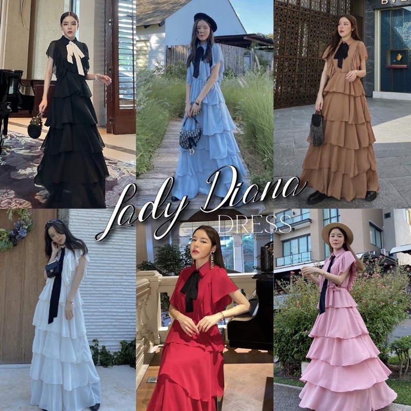 FLAT2112 LADY DIANA DRESS ทุกสี size SM ของใหมป้ายห้อยค่า - giftshop001 ...