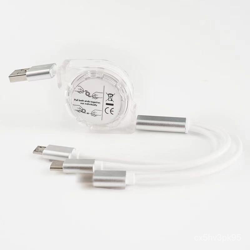 80xA 3in1 1M USB Retractable Multi-function Micro USB Type-C Data Charger Cable Universal ...