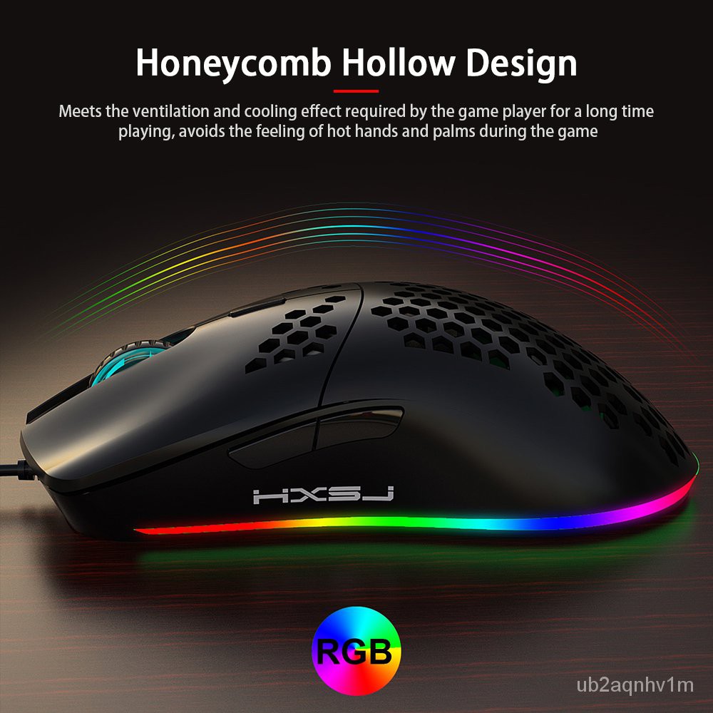 HXSJ J900 USB Wired Gaming Mouse RGB Gamer Mouses with Six Adjustable ...