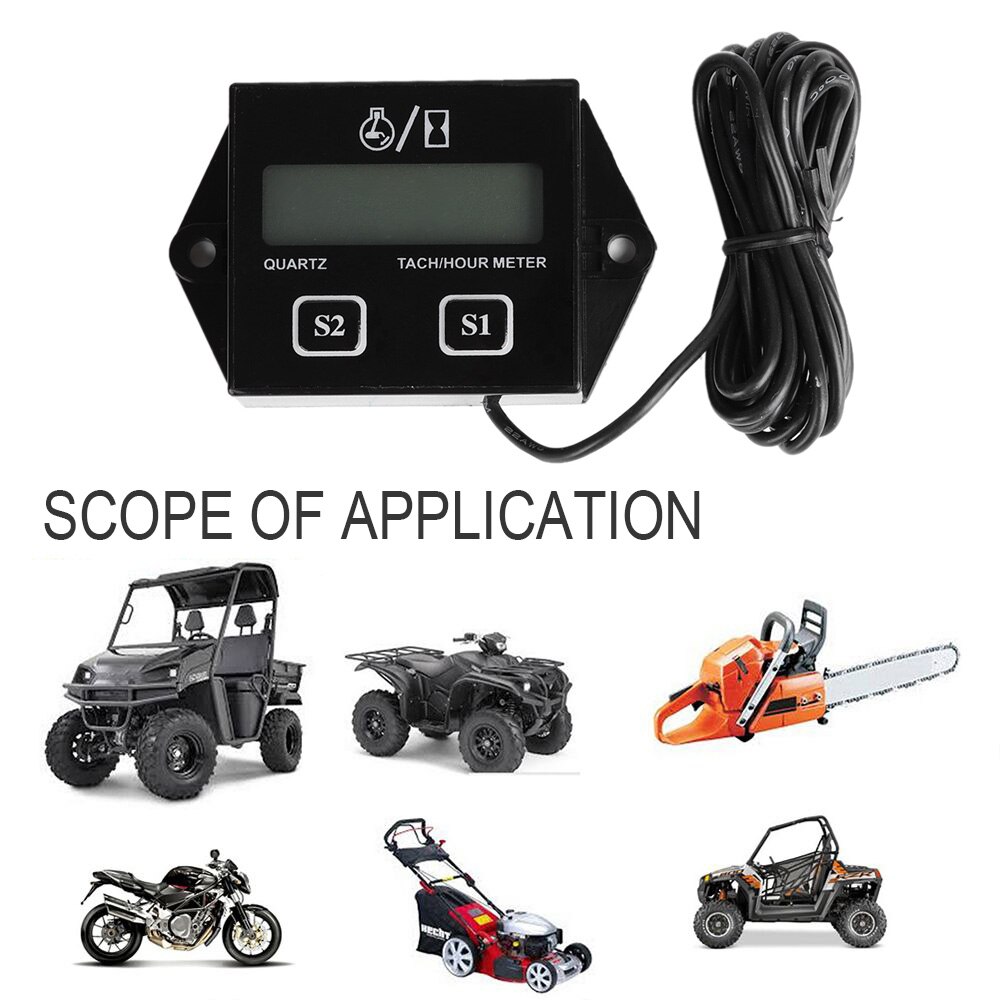 （In Stock）Digital Engine Tach Hour Meter Car Motorcycle Machine ...