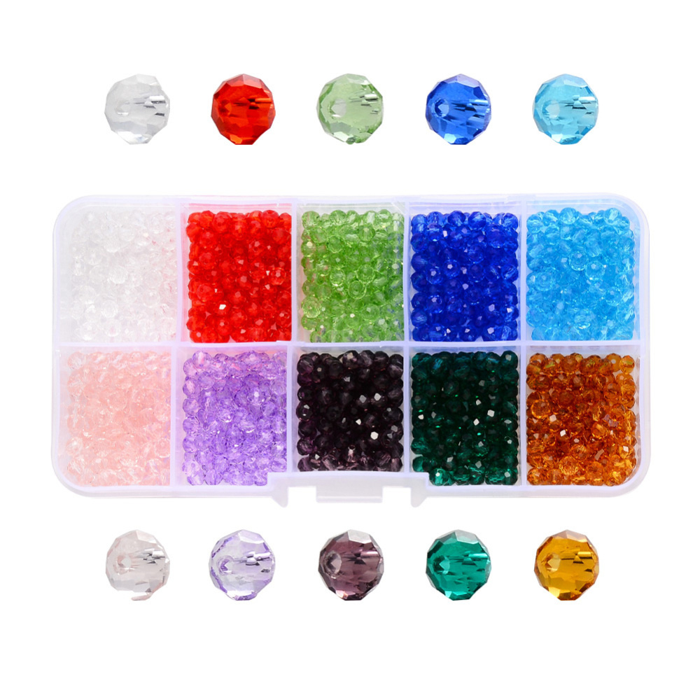 Beebeecraft 1 Box Transparent Glass Beads Faceted Rondelle Mixed Color ...