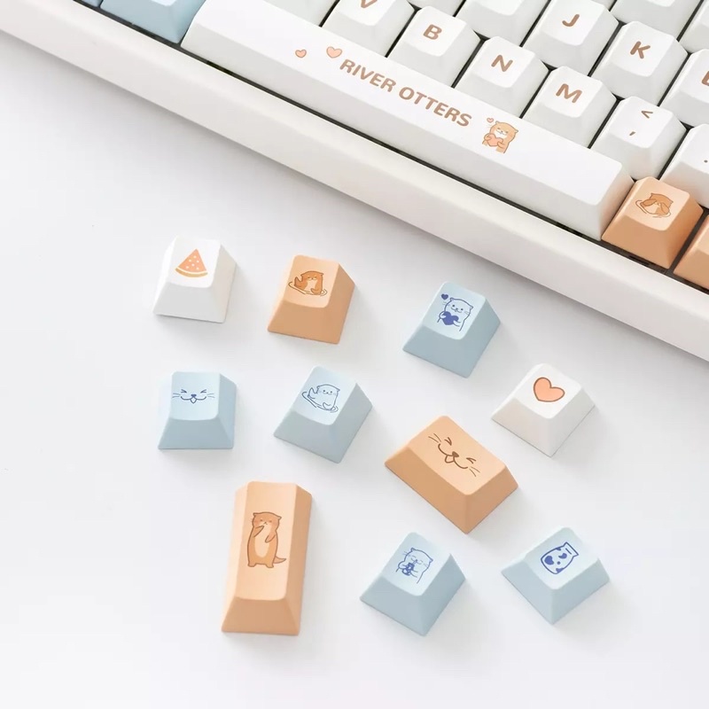 คีย์แคปแมวน้ำ YUNZII Otter Keycap 140 Keycaps PBT Sublimation Keycaps ...