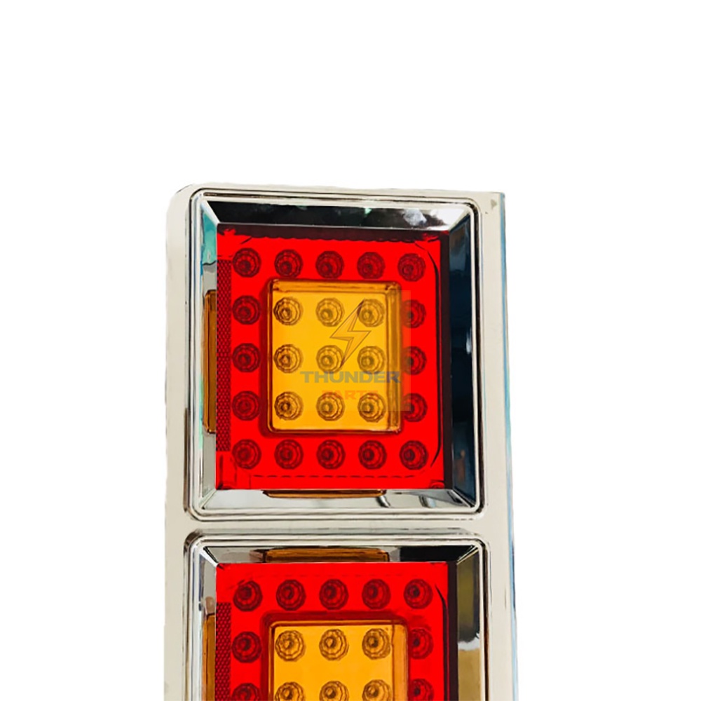 LED 24V ไฟท้ายเหลี่ยมรถบรรทุกสามตอน ขอบสแตนเลส มิตซู ฮีโน่ อิซูซุ และ ...