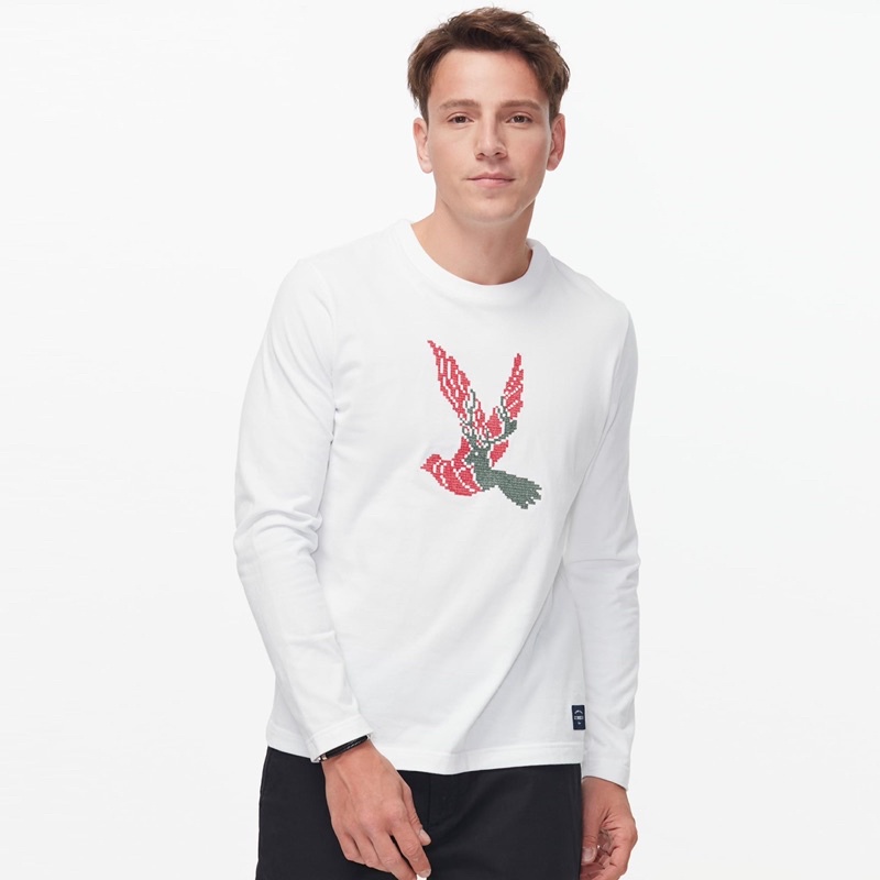 เสื้อแขนยาวสีขาวแบรนด์CCOOแท้ลดราคาลวดลายcrossstitchที่ออกแบบมาแบบลงตัว ...