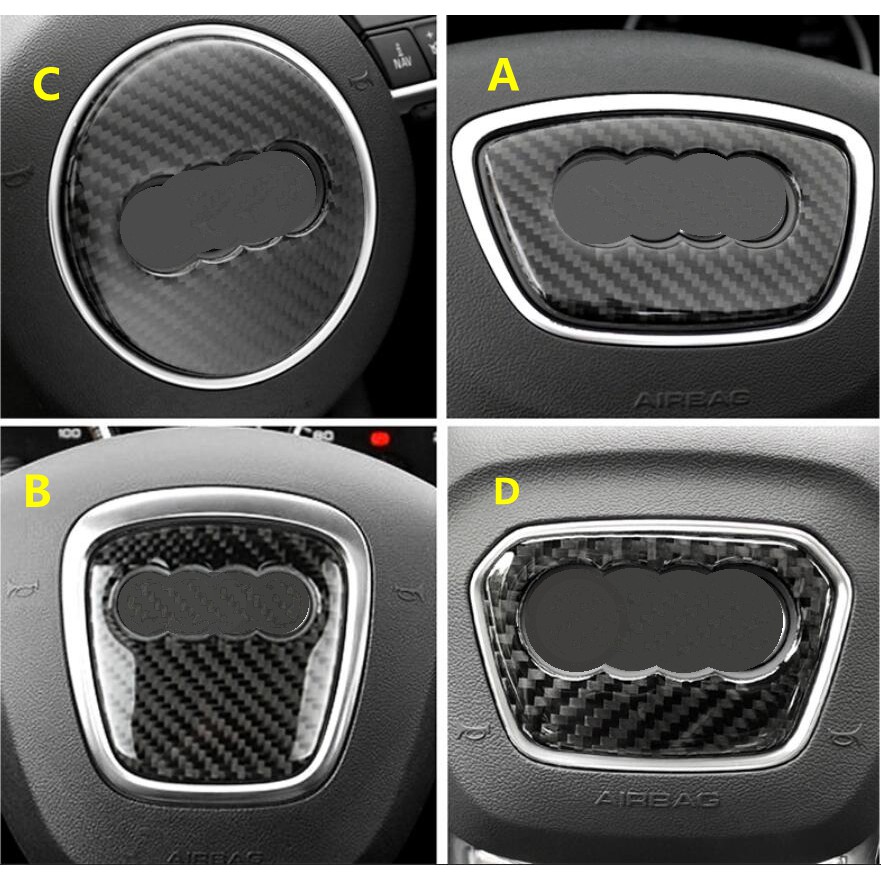 Car Carbon Fiber Steering Wheel Logo Sticker Frame Cover For Audi A1 A3 ...
