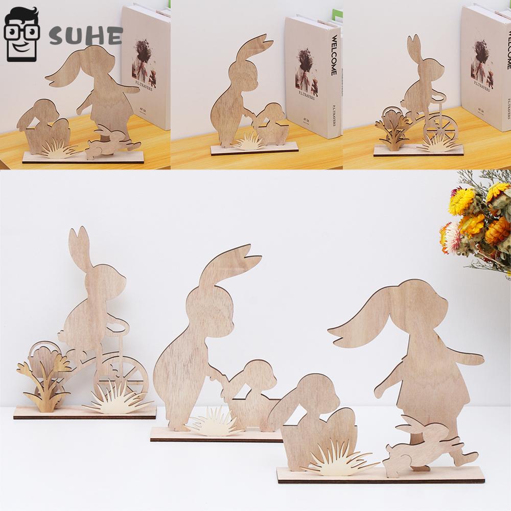 SUHE Household Easter Wooden Decoration Party Supplies Wood Crafts ...
