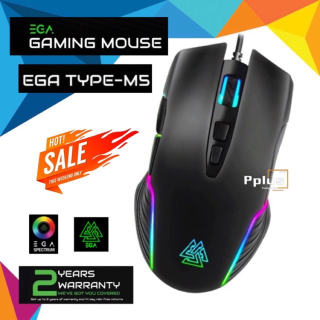 EGA Type M5 Gaming Mouse เมาส์เกมมิ่ง เมาส์มาโคร Mouse Macro 6400 DPI ...