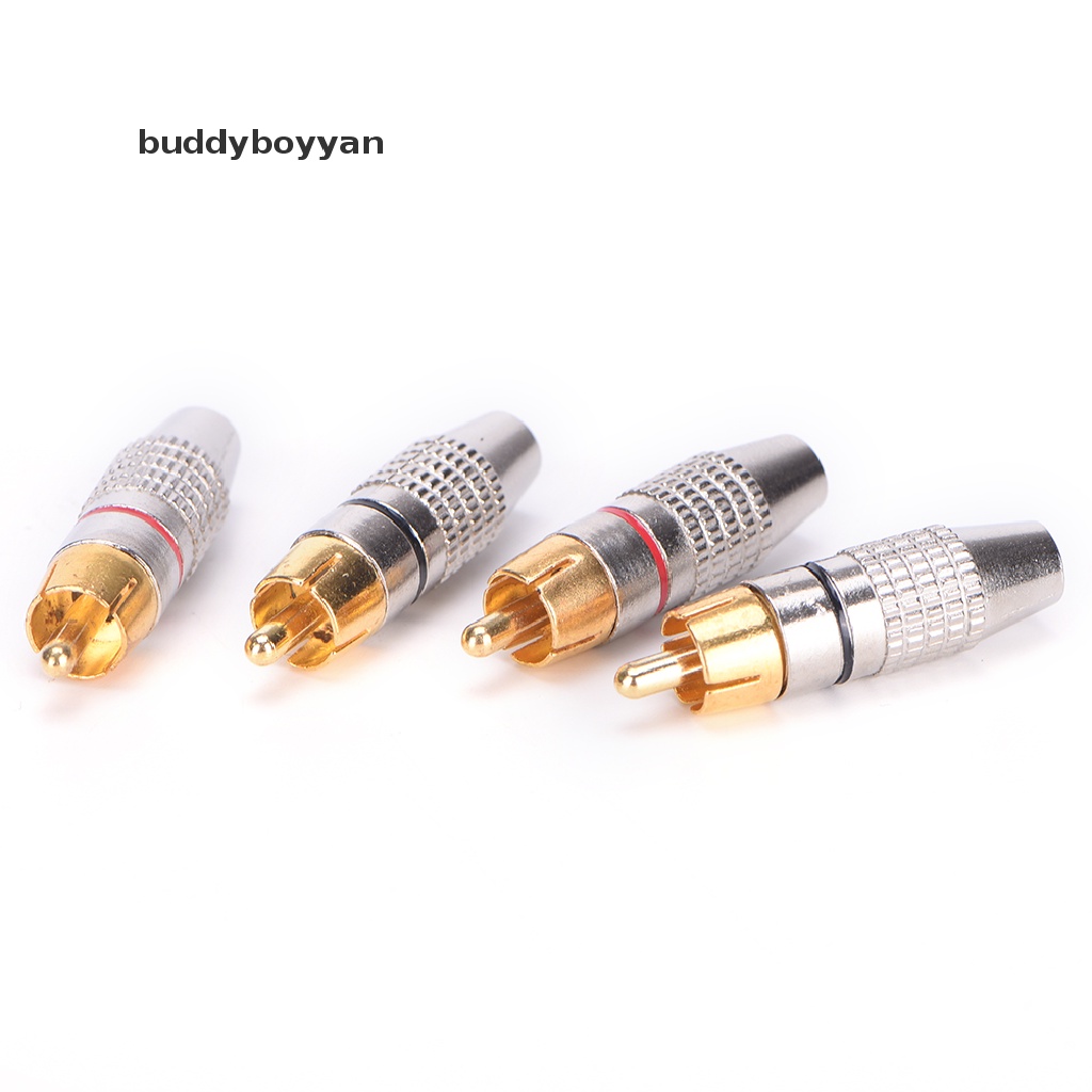 BBTH 4pcs RCA Male Plug Solder Audio Video Cable Adapters Connector Gold Plated Hot sale Vary ...