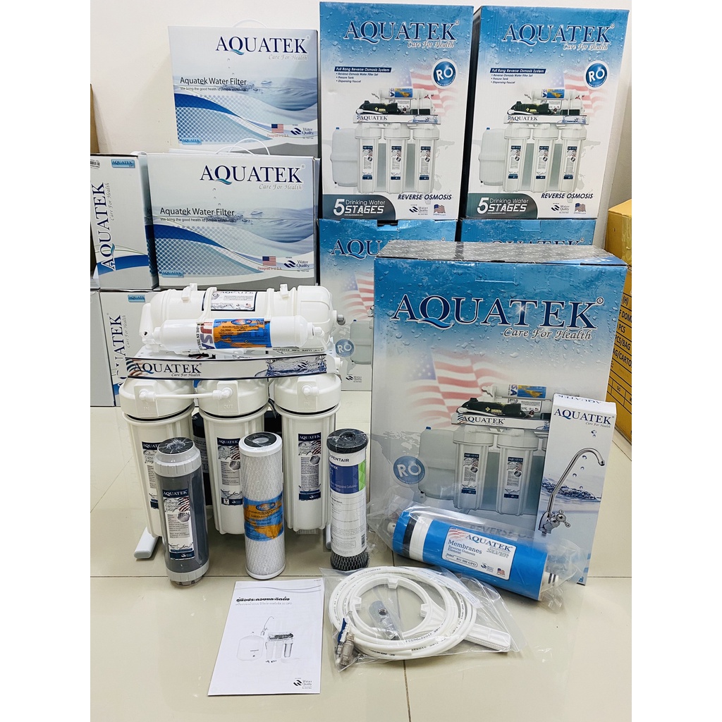 เครื่องกรองน้ำ 5 ขั้นตอน RO Aquatek 500 GPD (1900 ลิตรต่อวัน) ไหลเยอะ เฟรมตั้งโต๊ะ รุ่นไม่มีถัง ...