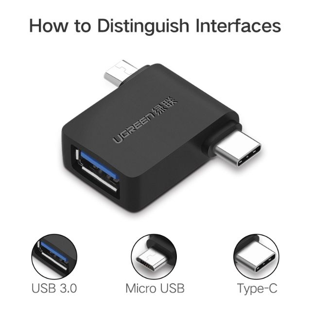 พร้อมส่ง Ugreen USB OTG Adapter 2 in 1 USB 3.0 Micro USB OTG Adapter ...