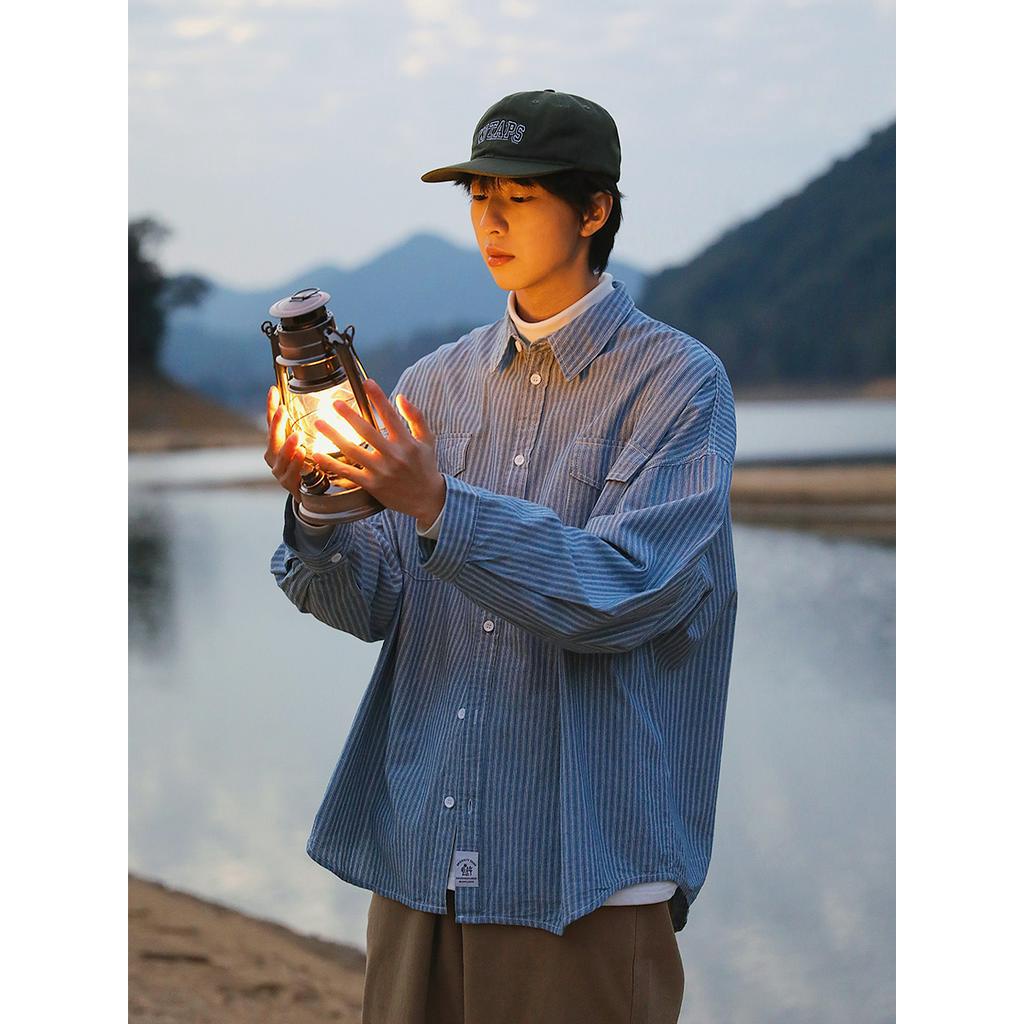 ร้อนKOUEMGIที่ว่างเปล่ารสชาติ เสื้อเชิ้ตแขนยาวญี่ปุ่นผู้ชายและผู้หญิงแบรนด์น้ำเสื้อลายหลวมสบายๆ ...