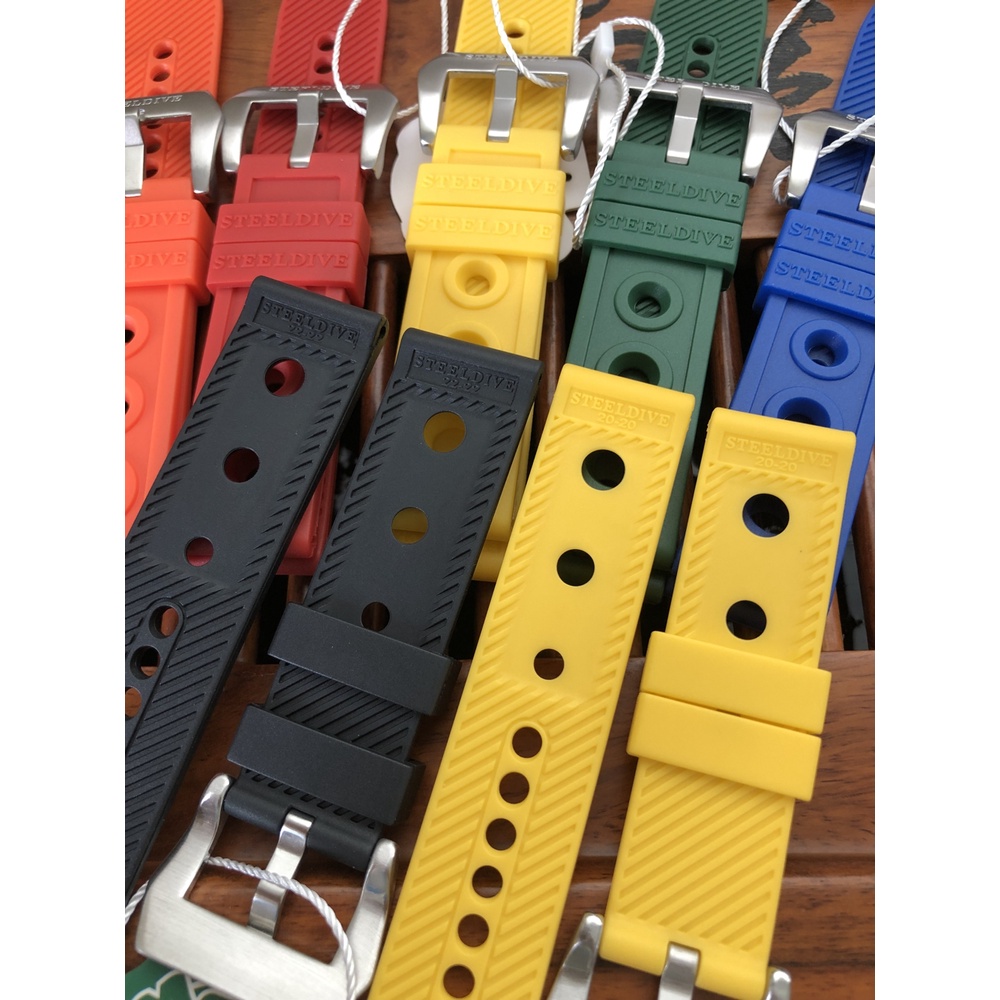 STEELDIVE SD2201 Men39s Diving Watch Rubber Strap OrangeBlackGreen ...
