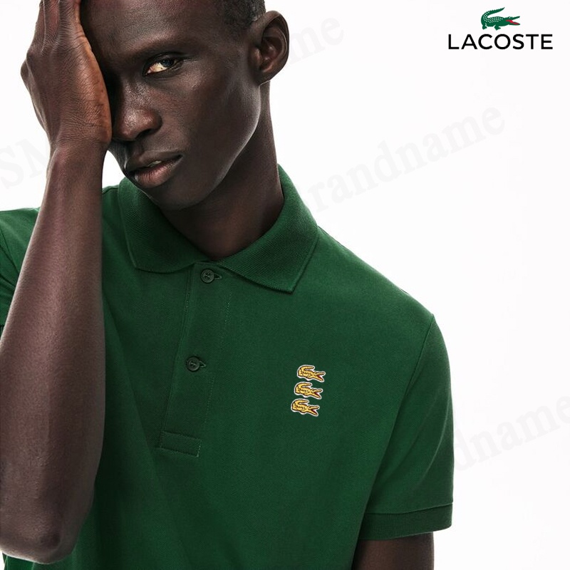 Lacoste เสื้อโปโลชายสีเขียวปักโลโก้ 3 ตัว รุ่น LACOSTE Fancy Triple ...
