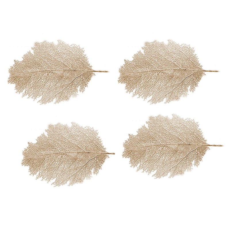 Metallic Leaf Placemats,Stain Resistant Washable PP Mats,Non-Slip Place ...
