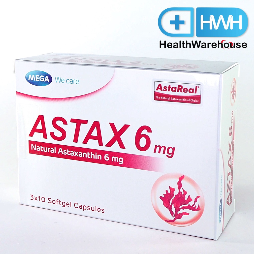 Mega We Care Astax 6 mg 30 แคปซูล Astaxanthin บำรุงผิว ลดริ้วรอย | Shopee Thailand