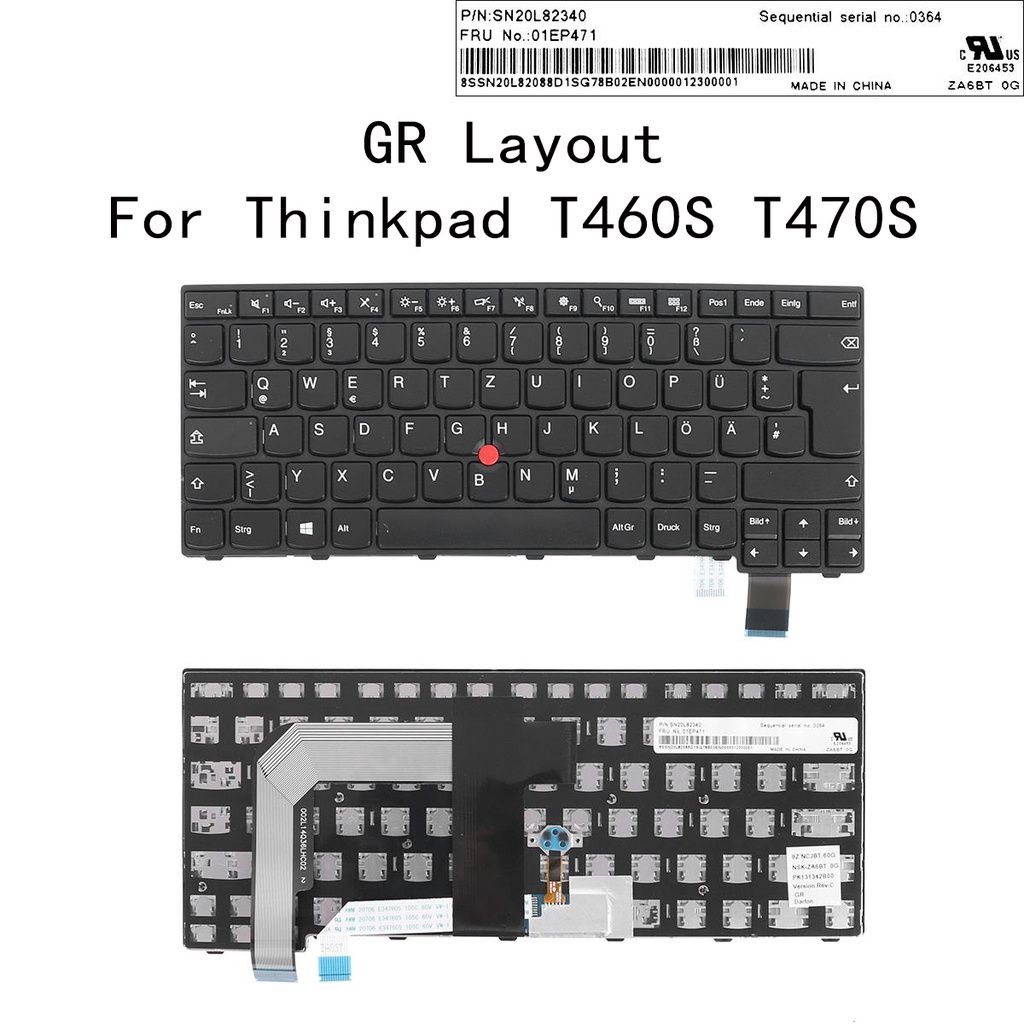 GR German New Replacement Keyboard For Thinkpad T460S T470S Laptop With ...