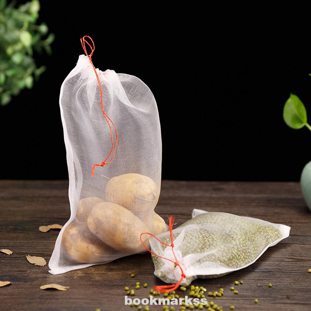 10pcsset Fruit Mesh Bags Multifunction Drawstring Nylon For Seeds ...