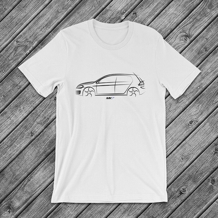 พร้อมส่ง ขายดี เสื้อยืดลําลอง แขนสั้น พิมพ์ลาย Vw Golf Gti Mk7 Outline ...