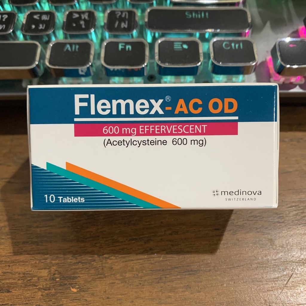 Flemex AC OD เฟลมเม็กซ์ 600mg เม็ดฟู่ 10เม็ด/กล่อง | Shopee Thailand