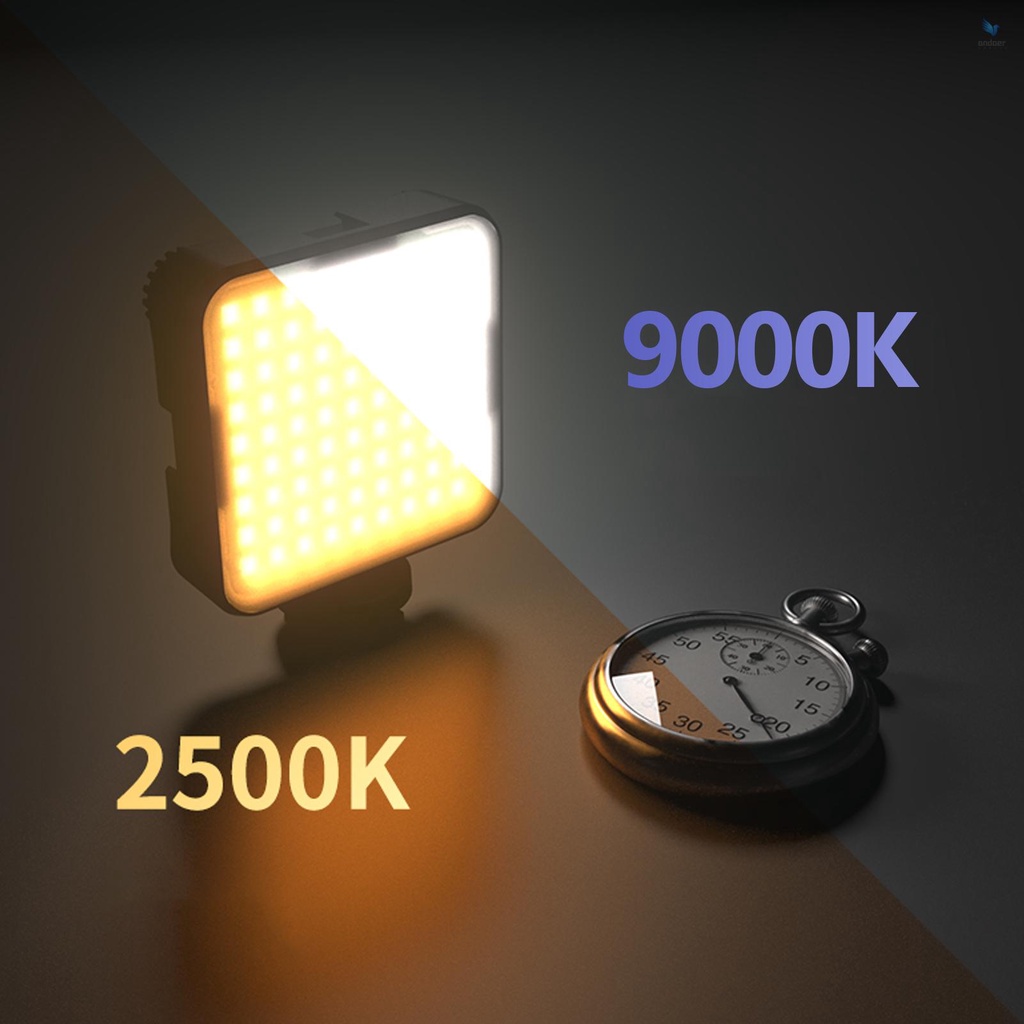 Andoer ST81 ไฟวิดีโอ LED 2500K-9000K อุณหภูมิ 2 สี ปรับได้ CRI95+ พร้อม 3 ตัวยึด สำหรับ VLOG ...