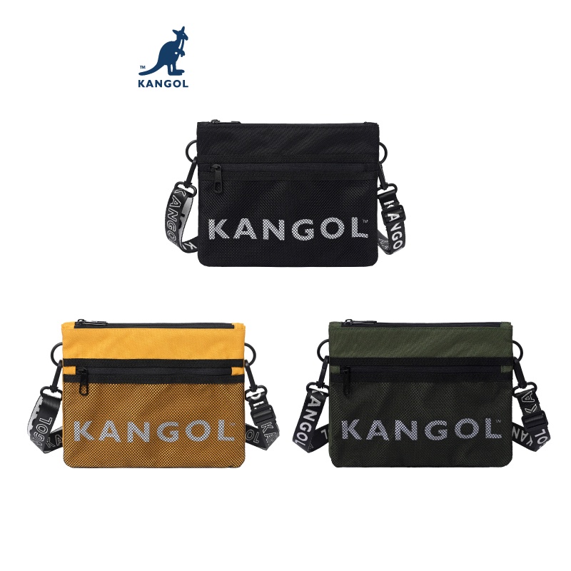 KANGOL Bag กระเป๋าถือ กระเป๋าผ้าสะพายข้าง สีดำ เขียว เหลือง 61251703 ...