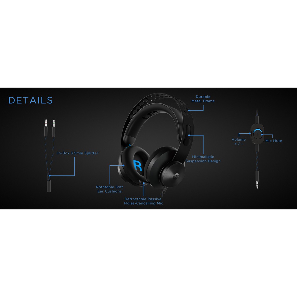 หูฟังเกมมิ่ง Lenovo รุ่น Legion H300 Stereo Gaming 3.5mm Headset (แท้ ...