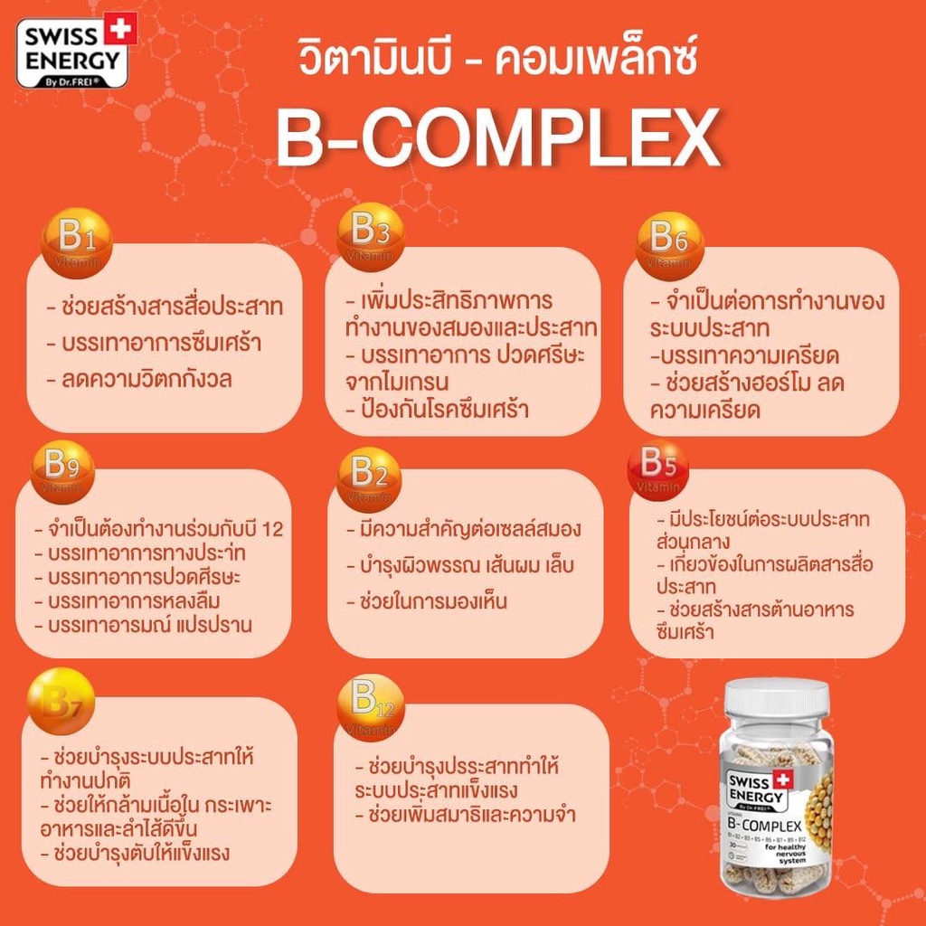 Swiss Energy B complex Sustained Release Capsule 1 กล่อง วิตามินบีรวม ...