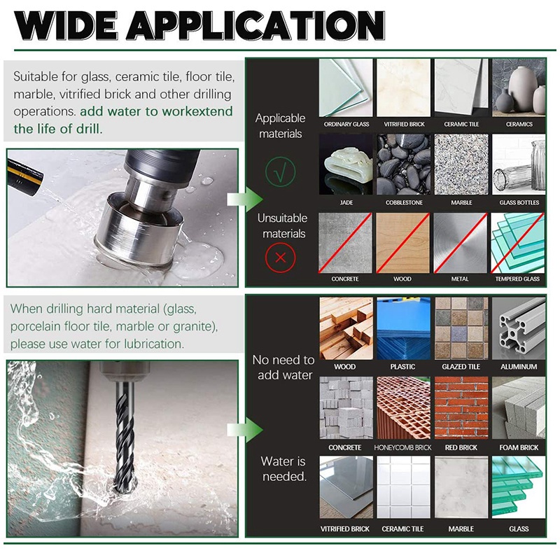 19Pcs Tile Hole Saw Sets 6-50mm Diamond Drill Bits Assortment Kit Glass ...