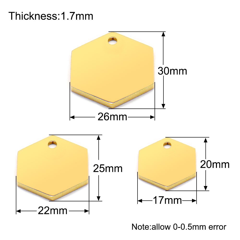 Wholesale 20Pcs Hexagon Name Tags Pendant Mirror Polish Tag Stainless ...