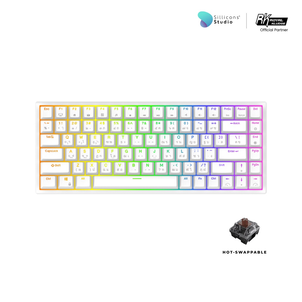 (คีย์ไทย) คีย์บอร์ด Royal Kludge RK84 White Wireless Mechanical ...