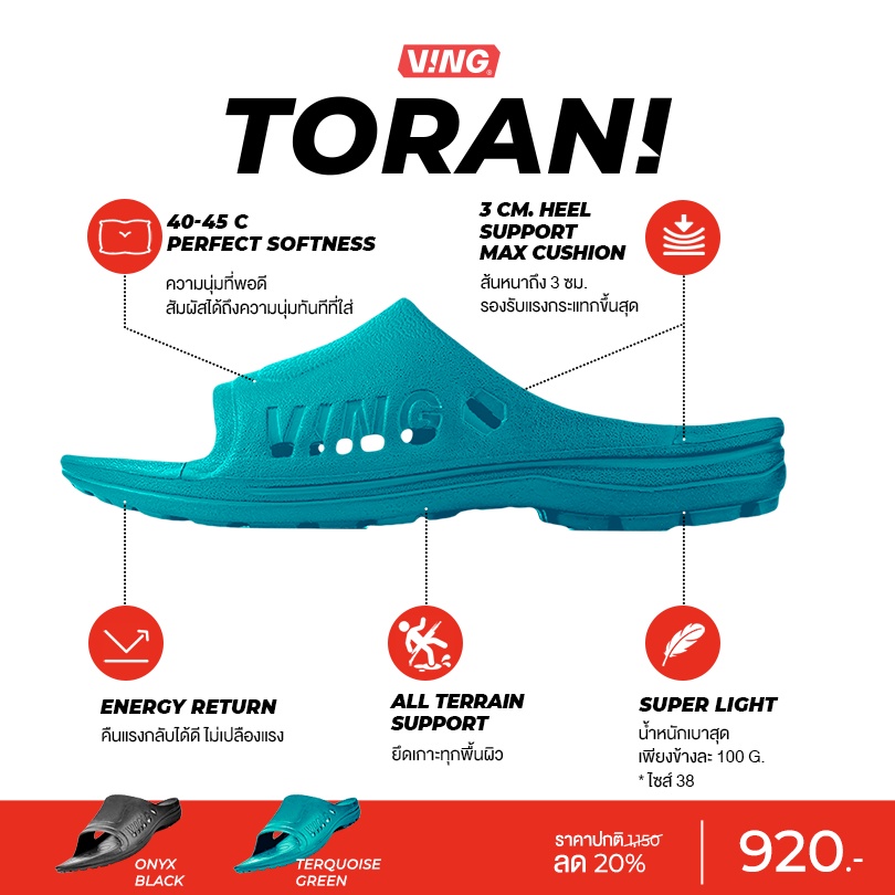 Ving Sandal รุ่น TORANI รองเท้าแตะวิ่งแบบสวม วิ่งมาราธอน ฟื้นฟู ยืนนาน ...