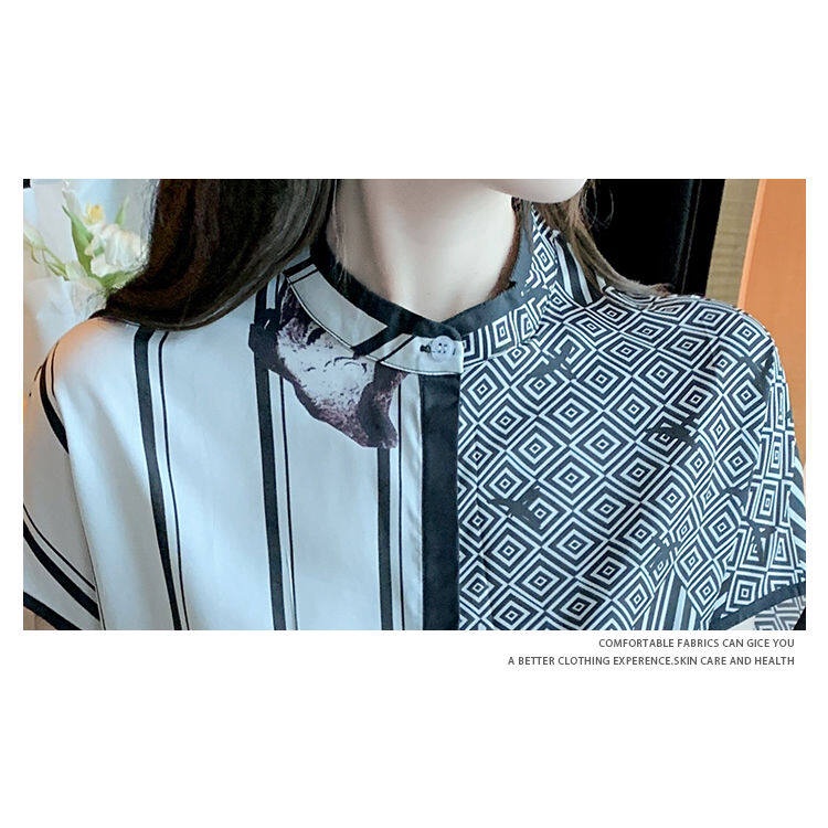 เสื้อเชิ้ตแขนสั้นลําลอง คอกลม พิมพ์ลาย แฟชั่นฤดูร้อน สไตล์เกาหลี ...