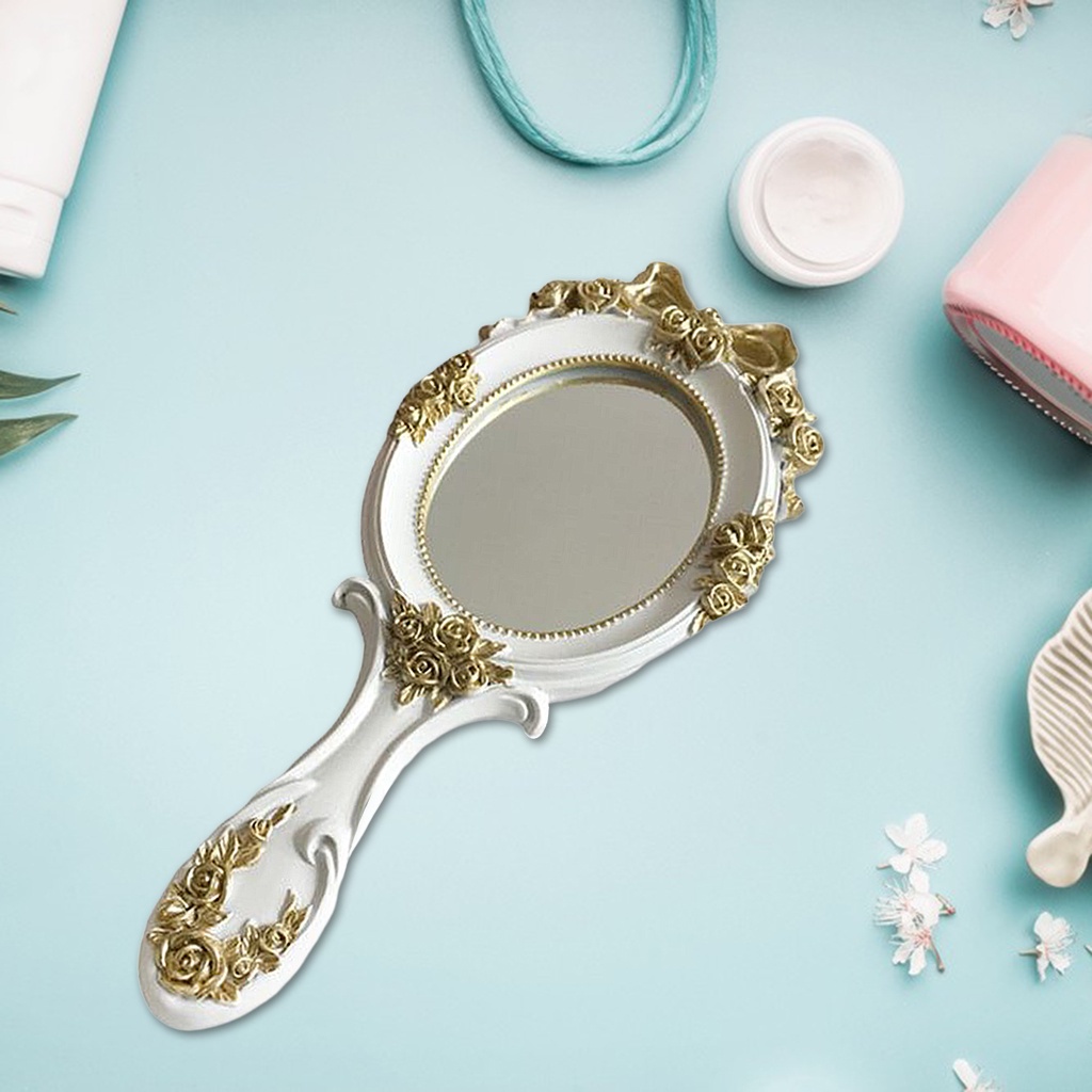 Retro Handheld Makeup Mirror Hand Held Cute Creative Mirrors for Girls ...