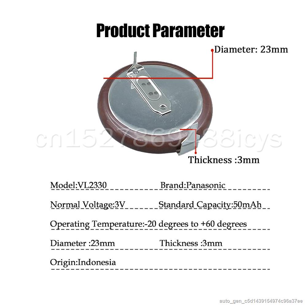 2PCS 100 al Panasonic VL2330 2330 3V Lithium Rechargeable Battery With ...