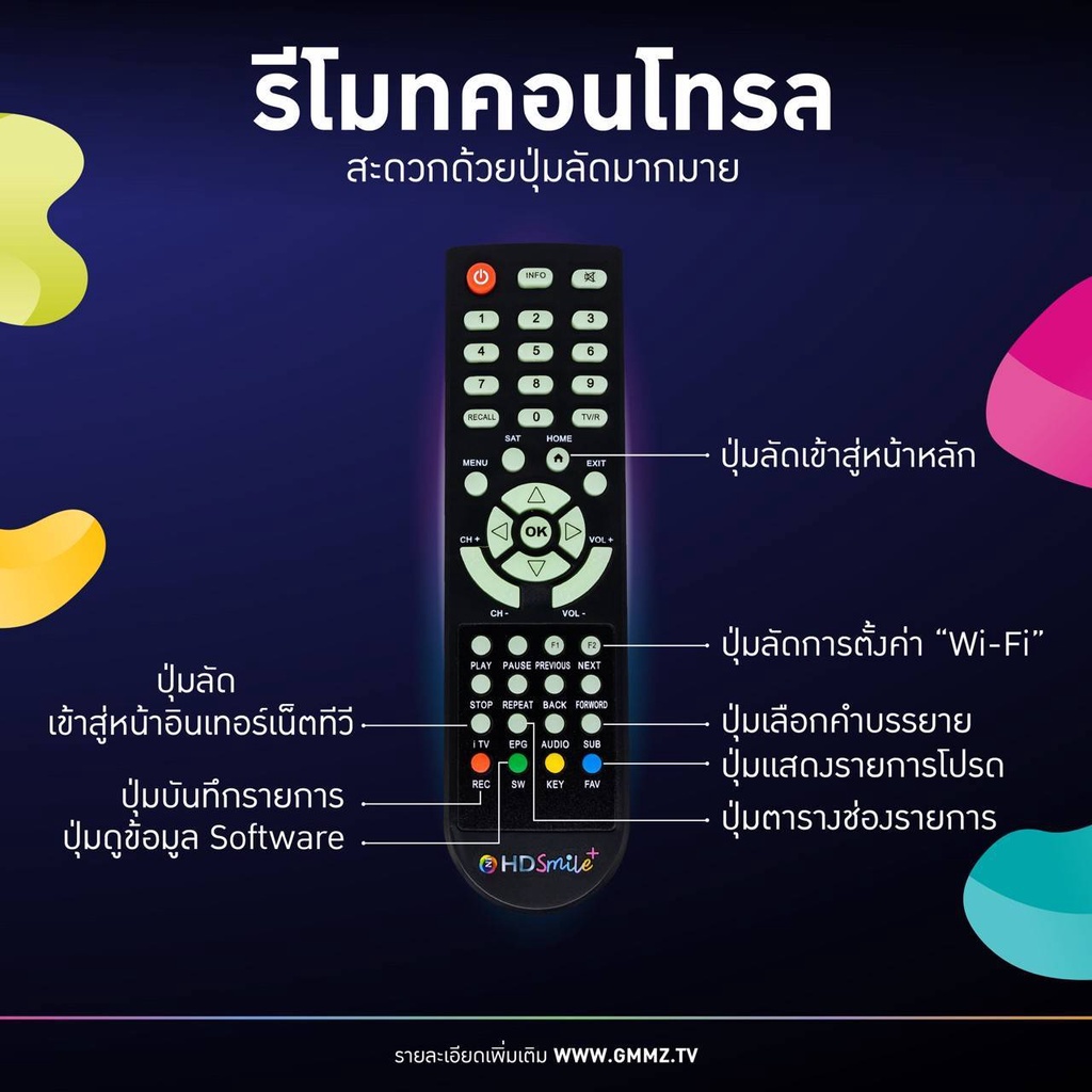 (แพ็ค 10เ ครื่อง)กล่องรับสัญญาณดาวเทียม GMMZ HD Smile Plus (รุ่นใหม่ ...
