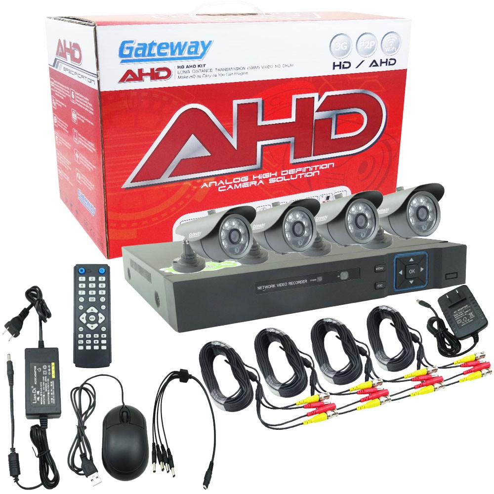 ภาพชัด สีสวย AHD CCTV ชุดกล้องวงจรปิด 4 กล้อง HD AHD KIT 1.3 Mp (Bla ...