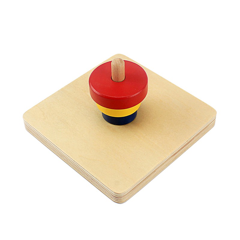 Montessori 3 Colors Discs On a Vertical Dowel Wooden Toys Baby Early ...