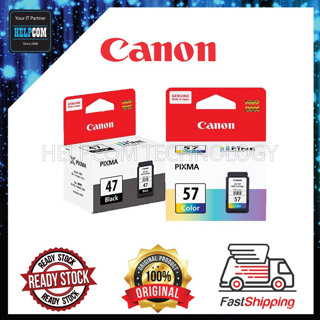 2021CANON PG-47 BLACK / CL-57 COLOUR / CL-57S COLOUR Ink Cartridge For ...