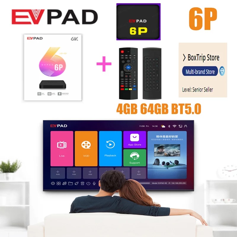 พร้อมส่ง จาก กทม. EVPAD 6P TV Box 2021 รุ่นใหม่ กล่องทีวี รองรับ 6K ดูฟรีทุกช่องทั่วโลก RAM4 ...