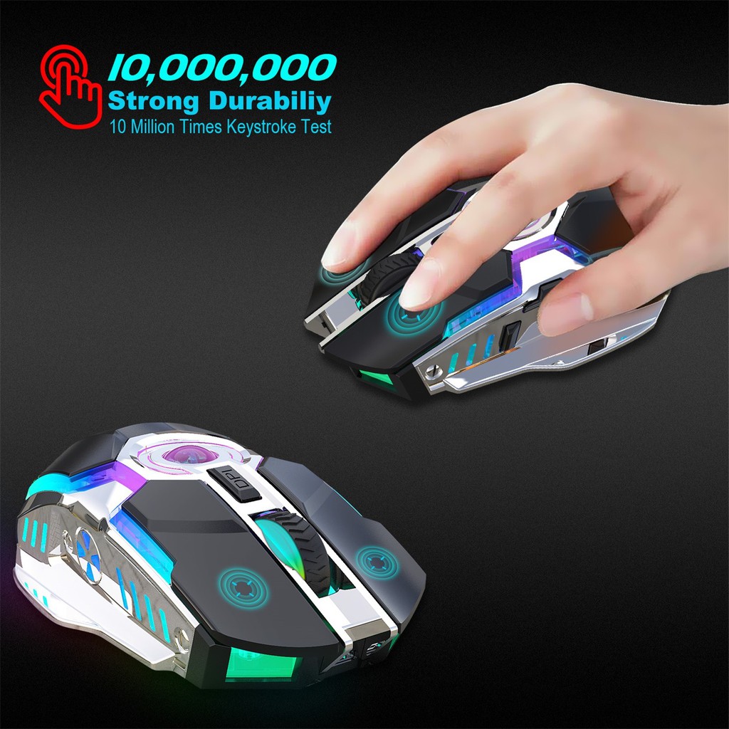 ZERODATE-T30 Wireless Mouse Rechargeable RGB Glow 2.4G Mouse Ergonomic ...